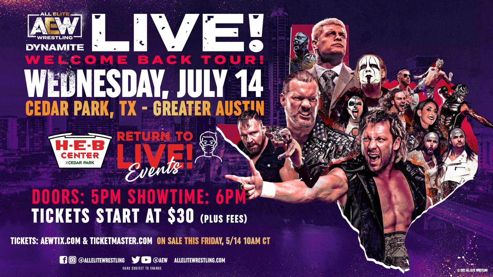AEW Officially Returns To Touring, Events Announced For Miami, Austin ...