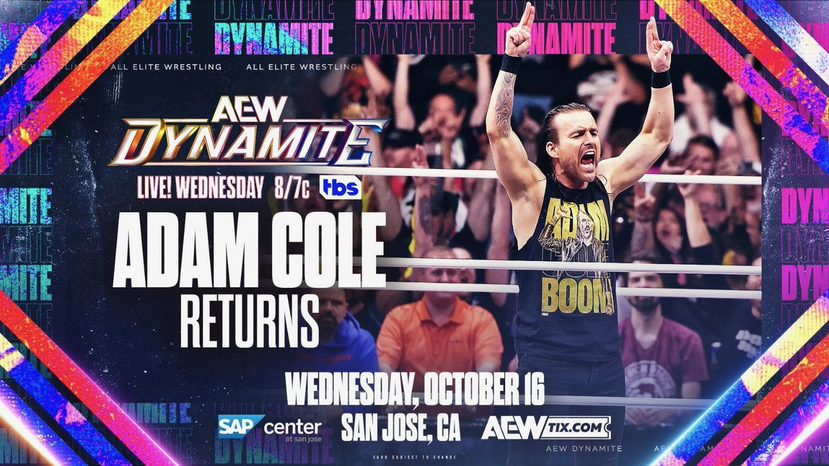Adam Cole Announced For AEW Dynamite On October 16