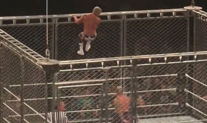 Cody Rhodes Hits Cody Cutter Off Top Of Side Of Steel Cage At WWE Liverpool Live Event