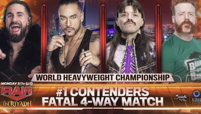 WWE Announces Fatal-4-Way No. 1 Contender Match For Raw In Riyadh On ...
